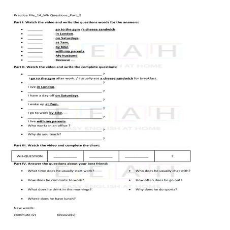 Easy English at Home Practice file 14 | PDF