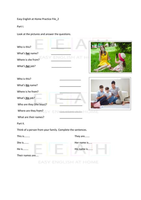 Easy English at Home Practice file 1 | PDF