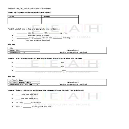 Easy English at Home Practice file 26 | PDF