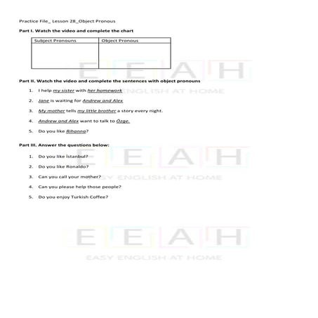 Easy English at Home Practice file 28 | PDF