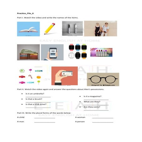Easy English at Home Practice file 6 | PDF