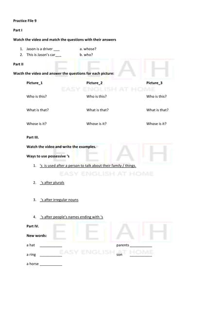 Easy English at Home Practice file 14 | PDF