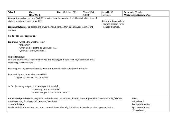 Practice lesson plan n°1