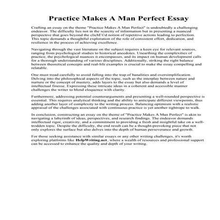 Practice Makes A Man Perfect Essay | PDF