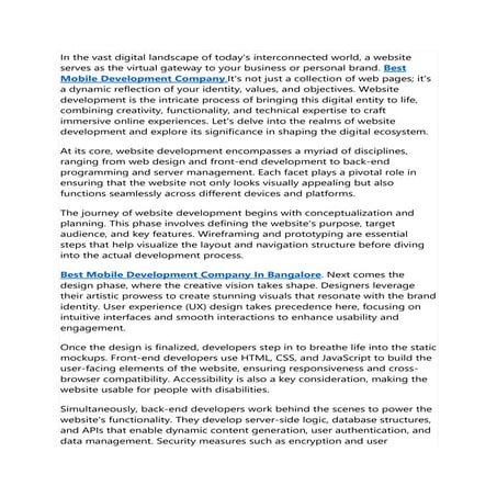 Best Mobile Development Company Bangalore | PDF | Web Development ...