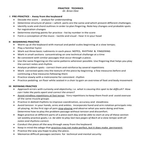 A Guide to Pipe Organ Practice -- Dr. Brian Ebie | PDF