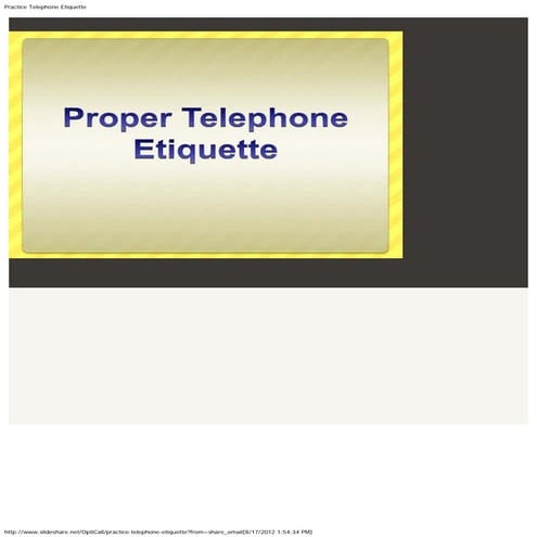 Practice telephone etiquette | PDF