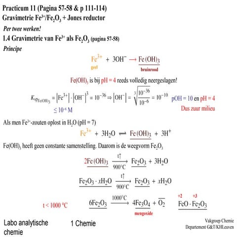 Labovoorbereiding - gravimetrie & Jones reductor | PPT