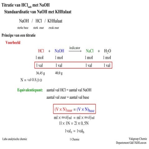 Labovoorbereiding - titratie HCl met NaOH | PPT