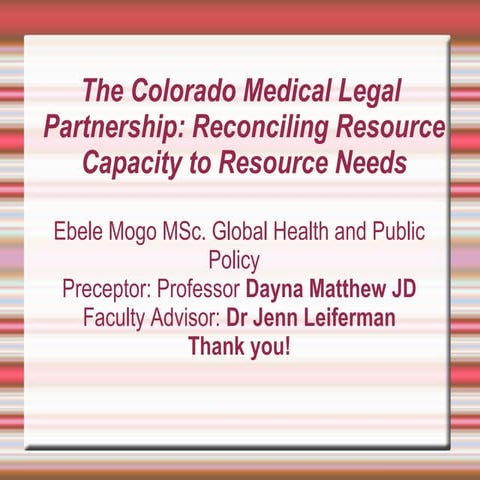Evaluation of a Medical Legal Partnership | PPT