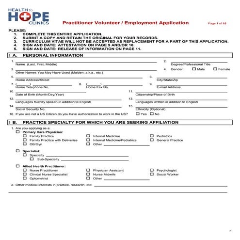 Practitioner Volunteer Application | PDF