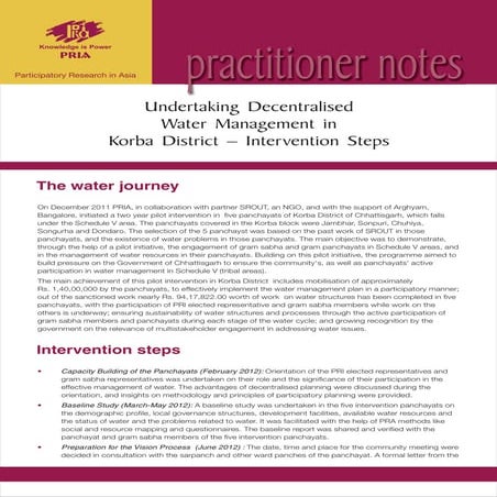 Decentralised Water Management in Korba District – Intervention Steps | PDF