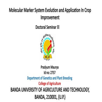 Molecular Marker System Evolution and Application in Crop Improvement ...