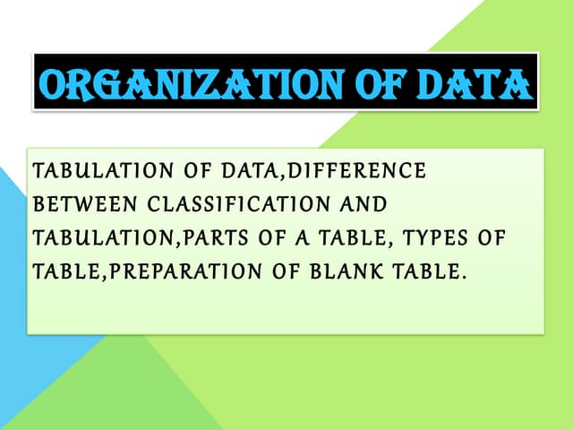 Tabulation of data | PPTX