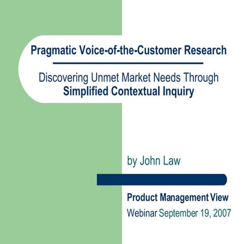 Pragmatic Contextual Inquiry ( John Law) | PPT