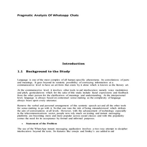 Pragmatic Analysis Of Whatsapp Chats Docx