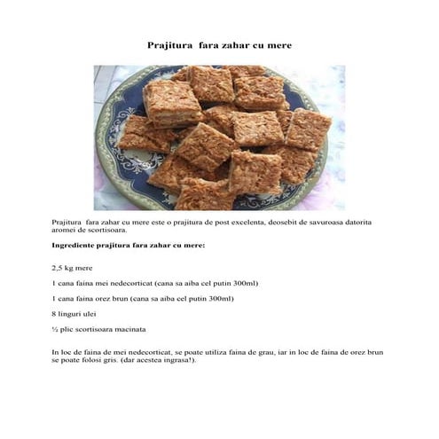 Prajitura fara zahar cu mere | PDF