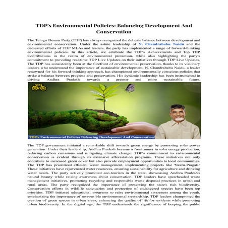Infrastructure Development: TDP's Path To Progress | PDF
