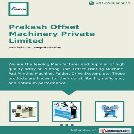 Prakash Offset Machinery Private Limited, Faridabad, Mini Offset Printing Machine | PDF