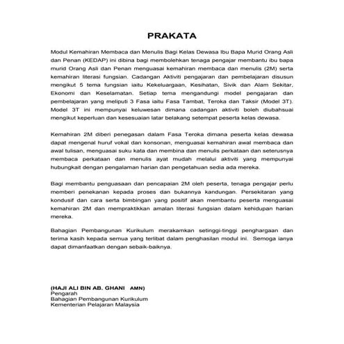 Prakata modul membaca dan menulis | DOC
