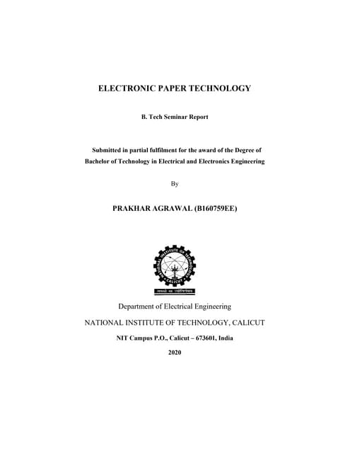 E-PAPER TECHNOLOGY | PPT
