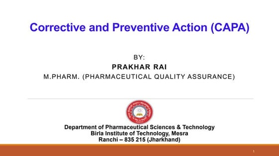 Corrective & Preventive actions (CAPA) | PPTX | Business | Business and ...