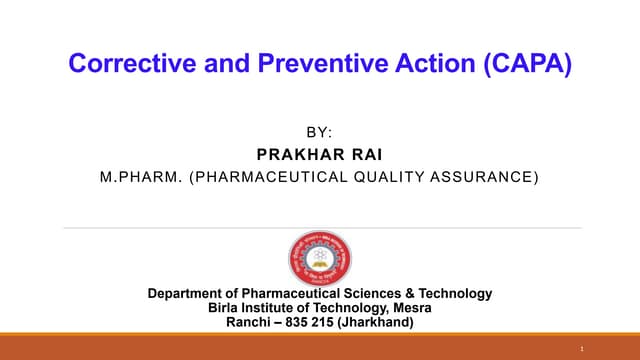 Corrective & Preventive actions (CAPA) | PPTX