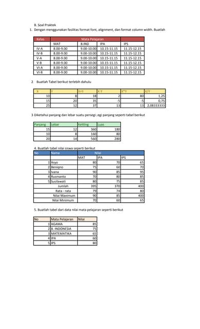 Soal praktek ms.excel | PDF