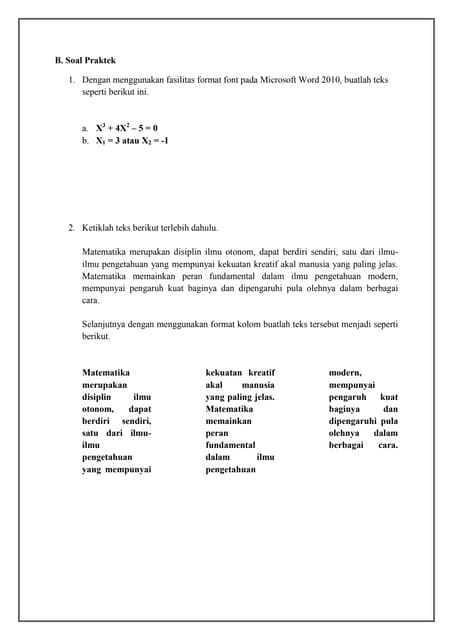 Soal praktek Ms. Word | PDF