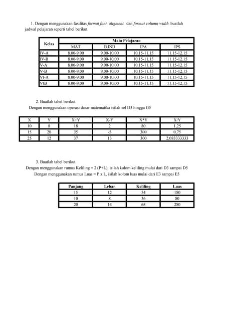 Tugas praktek excel | PDF