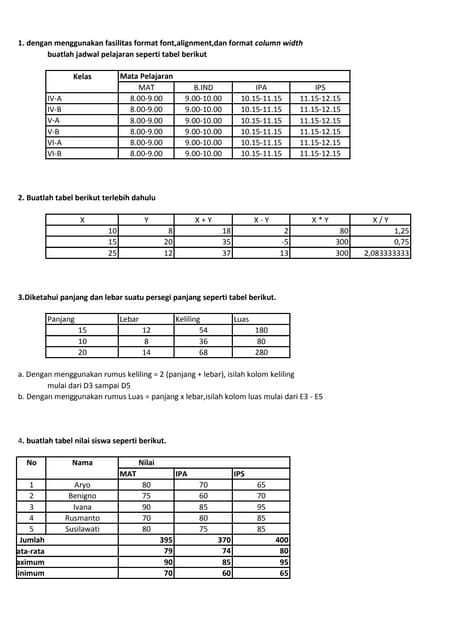 Soal praktek ms.excel | PDF