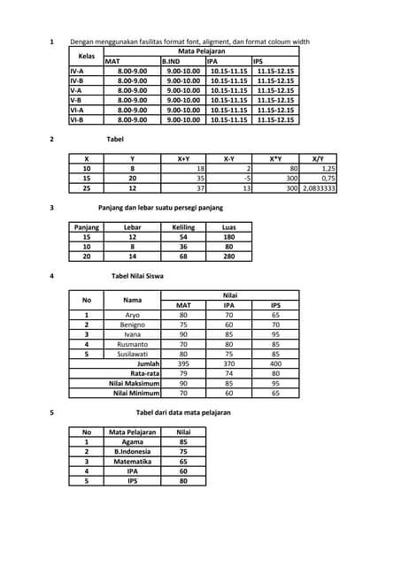 Soal praktek microsoft excel | PDF