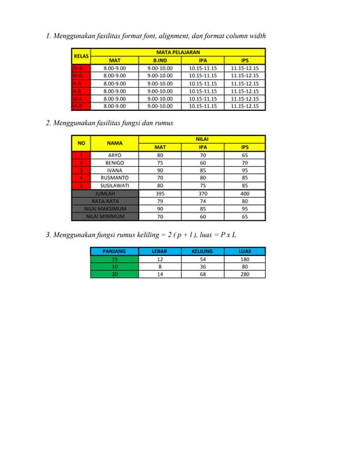 Soal praktek microsoft excel | PDF