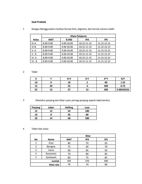 Tugas praktek excel | PDF
