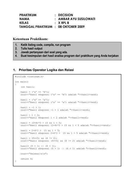 Praktikum Decision + Output | PDF Praktikum Decision + Output | PDF