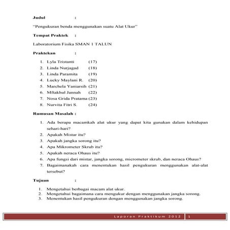 Laporan Praktikum Pegenalan Neraca di Laboratorium | DOCX