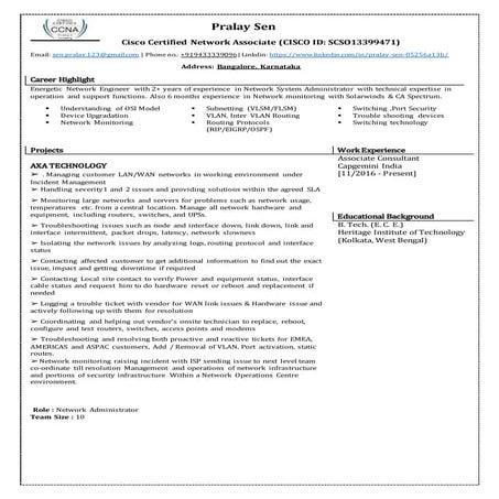 Pralay sen resume | DOCX
