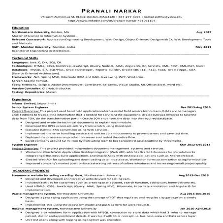 Pranali narkar resume | PDF