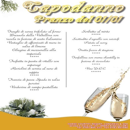 Resort in Sardegna - Pranzo di Capodanno | PDF