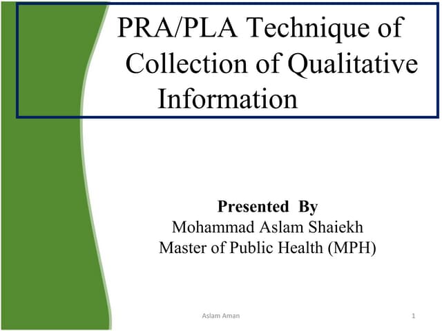 Presentation on PRA & PLA Process | PPT