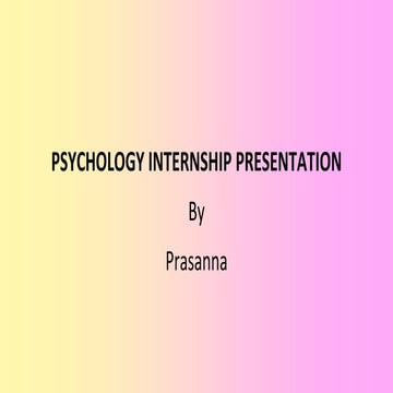 Intership presentation of a psychological setting observed by the ...
