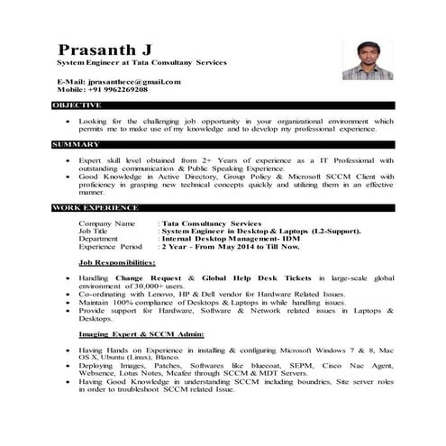 Prasanth j resume updated | DOCX