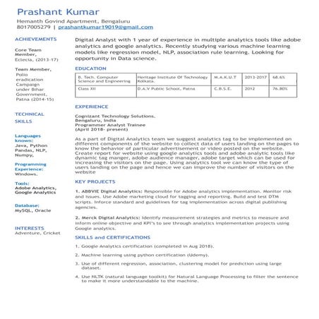 Prashant kumar resume | PDF