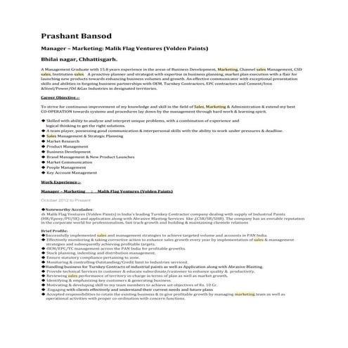 Prashant resume 2015 pdf | PDF