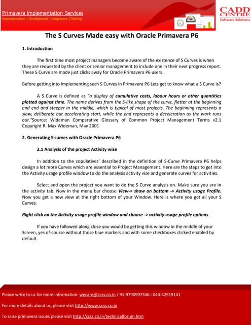 Primavera P6 Notes for Beginners | PDF