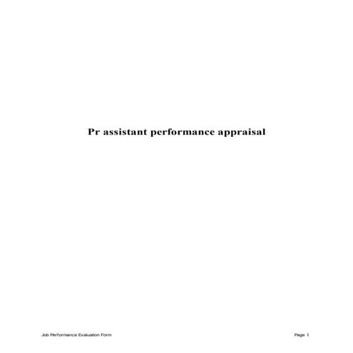 Pr assistant performance appraisal | PDF
