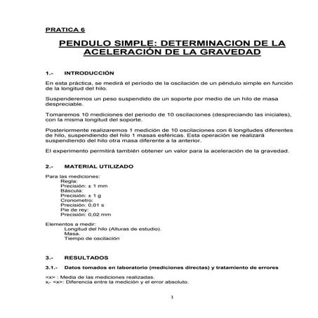 Pratica pendulo simple | PDF