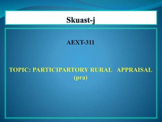 rapid rural appraisal and participatory rural appraisal | PPT