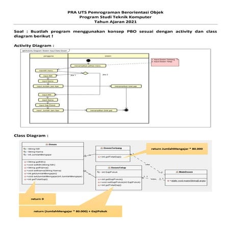 Pra uts pemrograman berorientasi objek 2021 | PDF