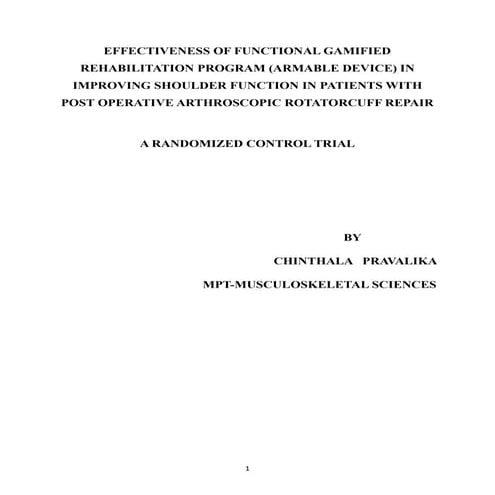 Thesis @ rotator cuff repair by pravalika | PDF